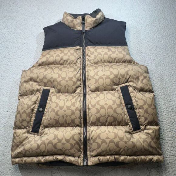 Coach | Jackets & Coats | Coach Puffer Vest Womens Medium Tan All Over ...